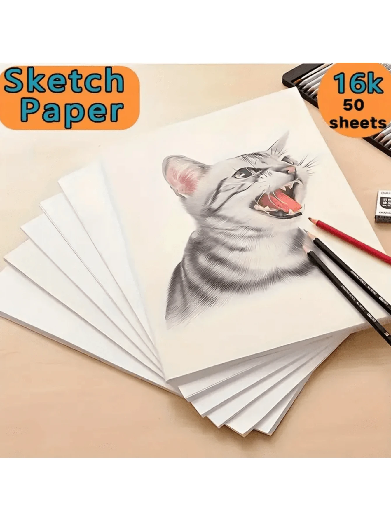50pcs/Set 16K Sketch Paper, Premium Thick Artist Drawing Paper, Colored Pencil Paper ...