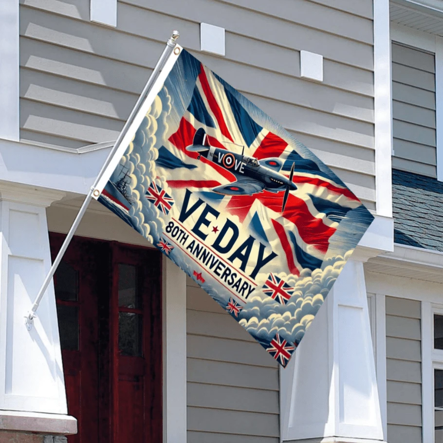 1 Pc 2025 VE Day 80th Anniversary Flag Banner Decorations Memorabilia ...