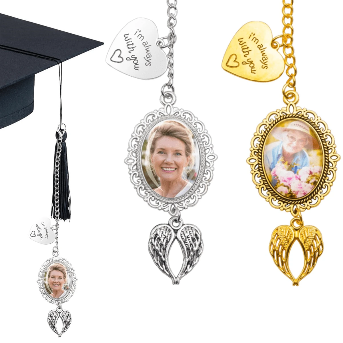 1pc Custom Memorial Graduation Cap Photo Charm Class Of 2025 Tassel ...