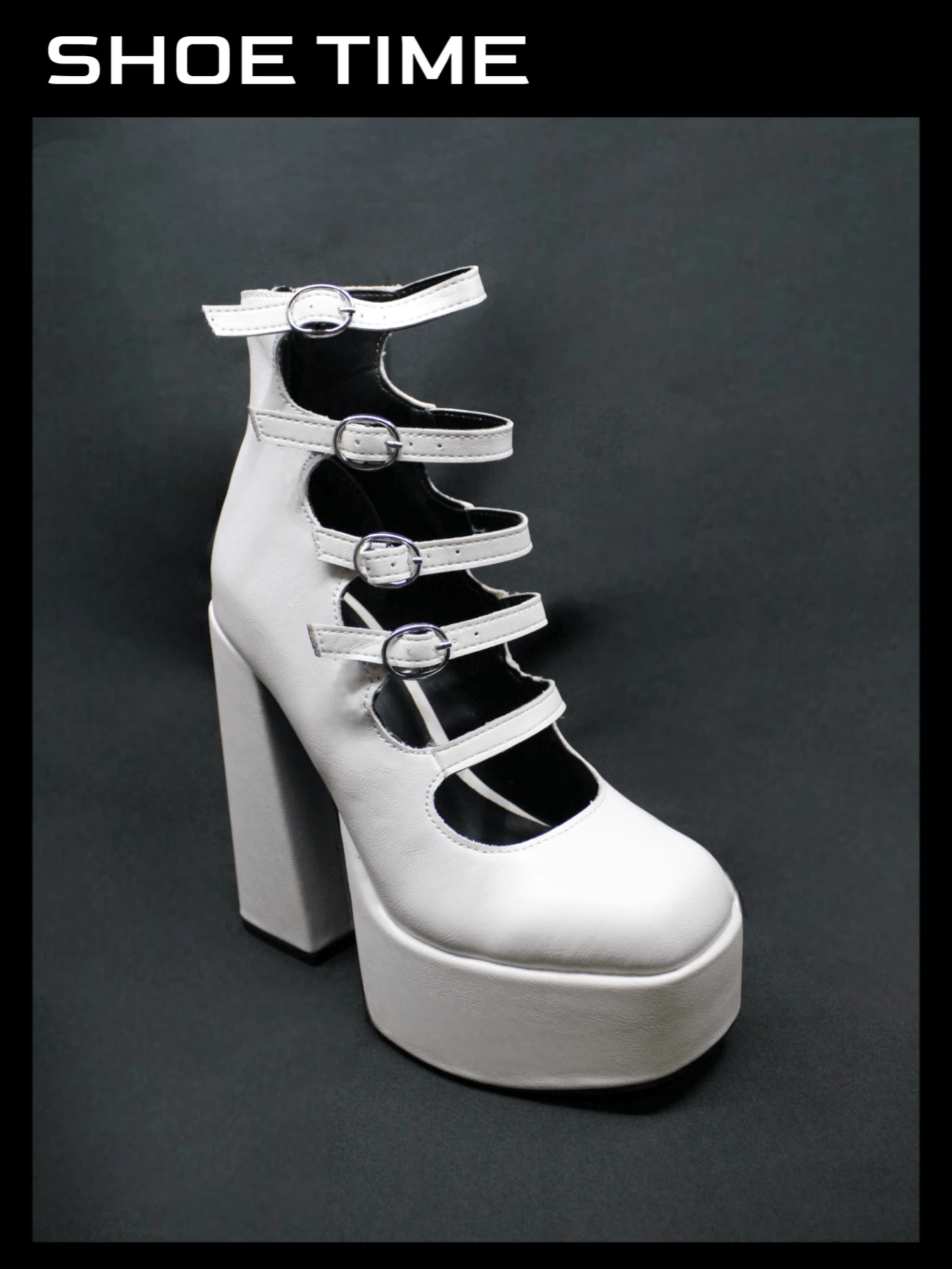 Women's Punk Style Multi Strap Platform Thick Chunky Heel Booties Plain ...