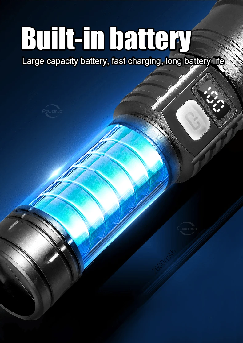 Ultra Bright Flashlight With 5 Modes, Rechargeable For Mobile Phone ...