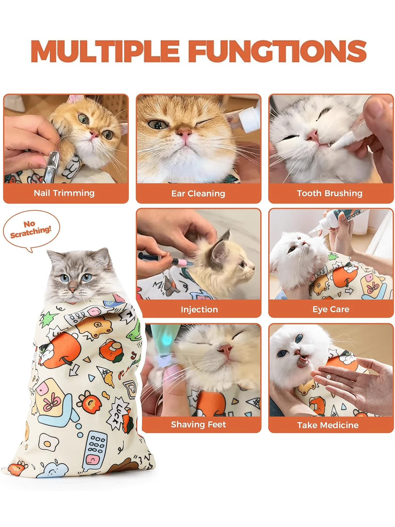 Cat Grooming Wrap,Cat Restraint Wrap With Nail Clipper, Pet Tool ...