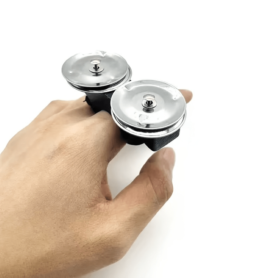 1 Pc Hand-Held Rattle - Wooden Finger Drum With Metal Bell ...