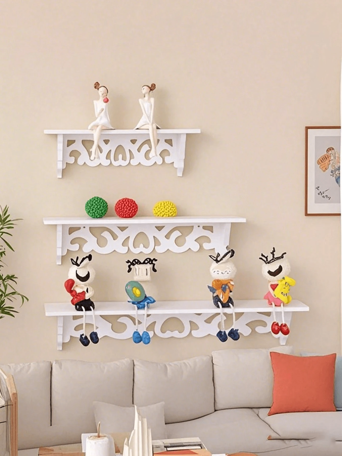 1pc Wall Decor Carving Background Shelves, Creative One-Word Wall ...