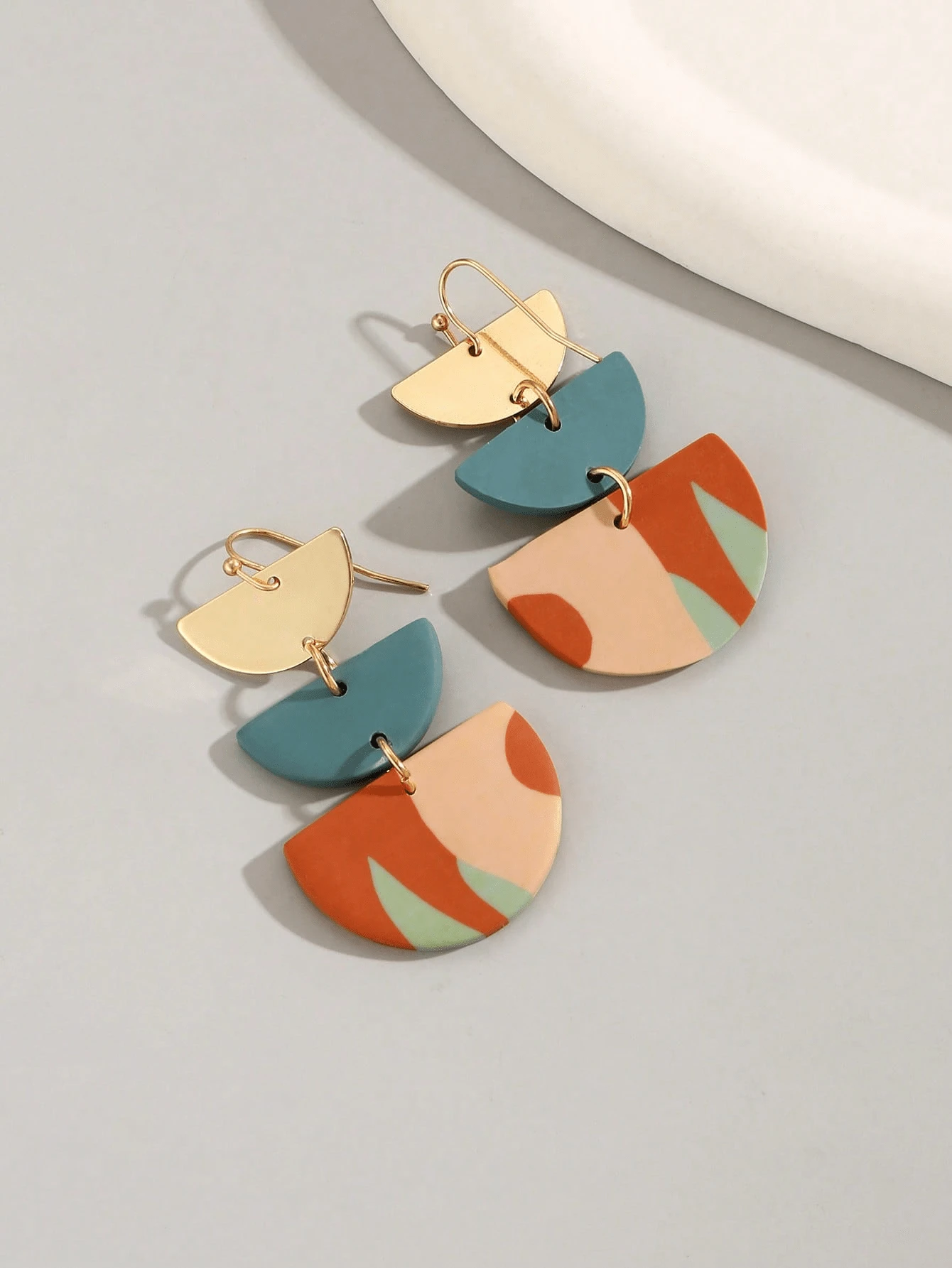 1 Pair Rustic Polymer Clay Stud Earrings, Handmade Simple And Versatile ...