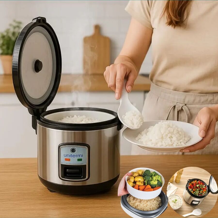 Stainless Steel Electric Non-Stick Rice Cooker 6 Cups Automatically ...