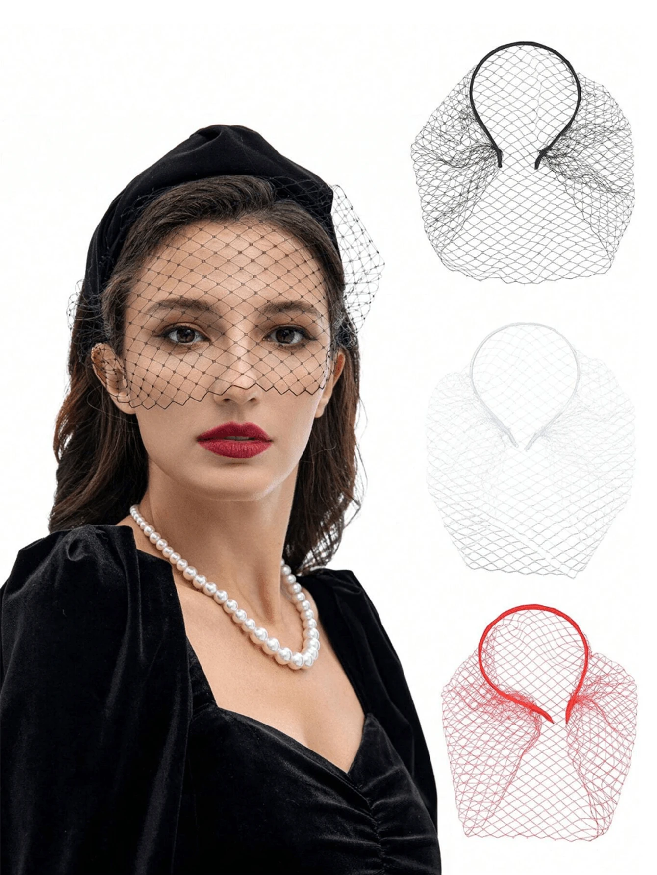1pc Retro Black Mesh Net Headband Hair Hoop, Fashion Hair Accessories ...