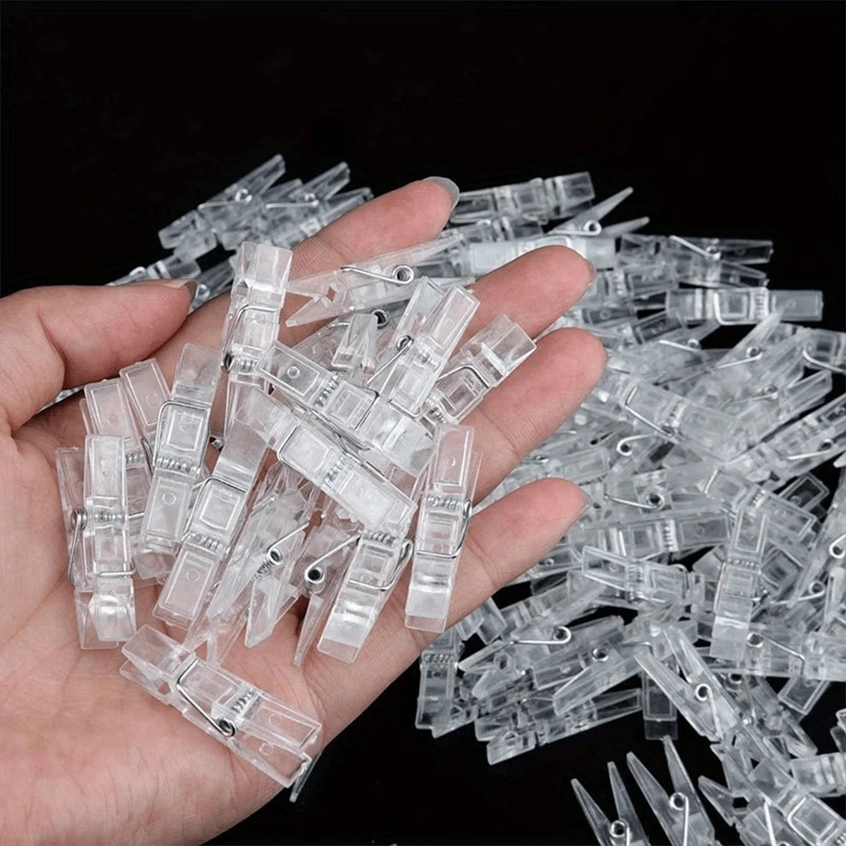 30/50/100pcs Mini Photo Clips, Transparent Spring Plastic Photo Hanging ...