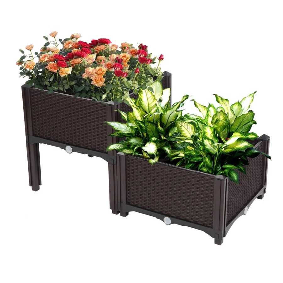 Raised Garden Bed Kit Planter Box Plastic Planting Box 2 Boxes Free ...