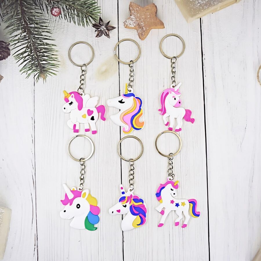 12pcs Assorted Color Unicorn Keychain, Unicorn Themed Party Favors for ...