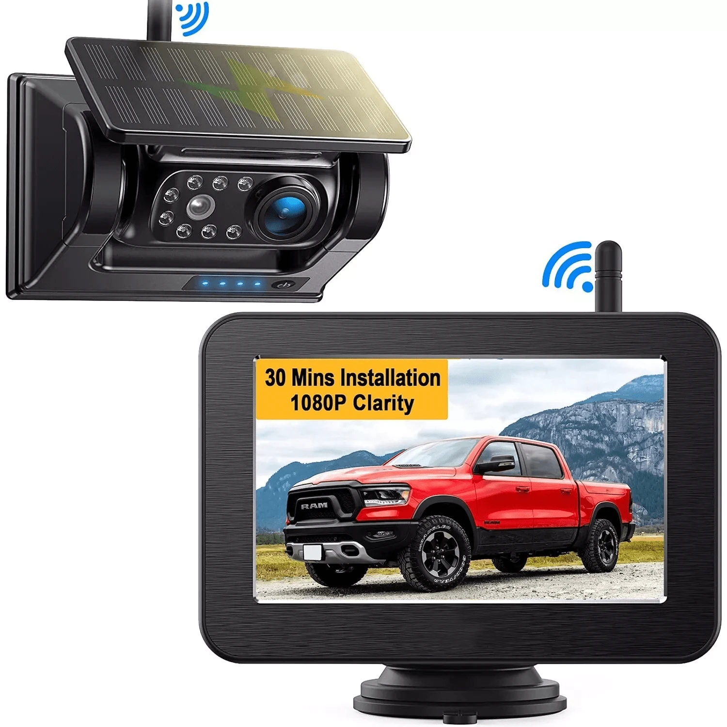 Solar Wireless Magnetic Backup Camera 1080P For Car Truck Rear View ...