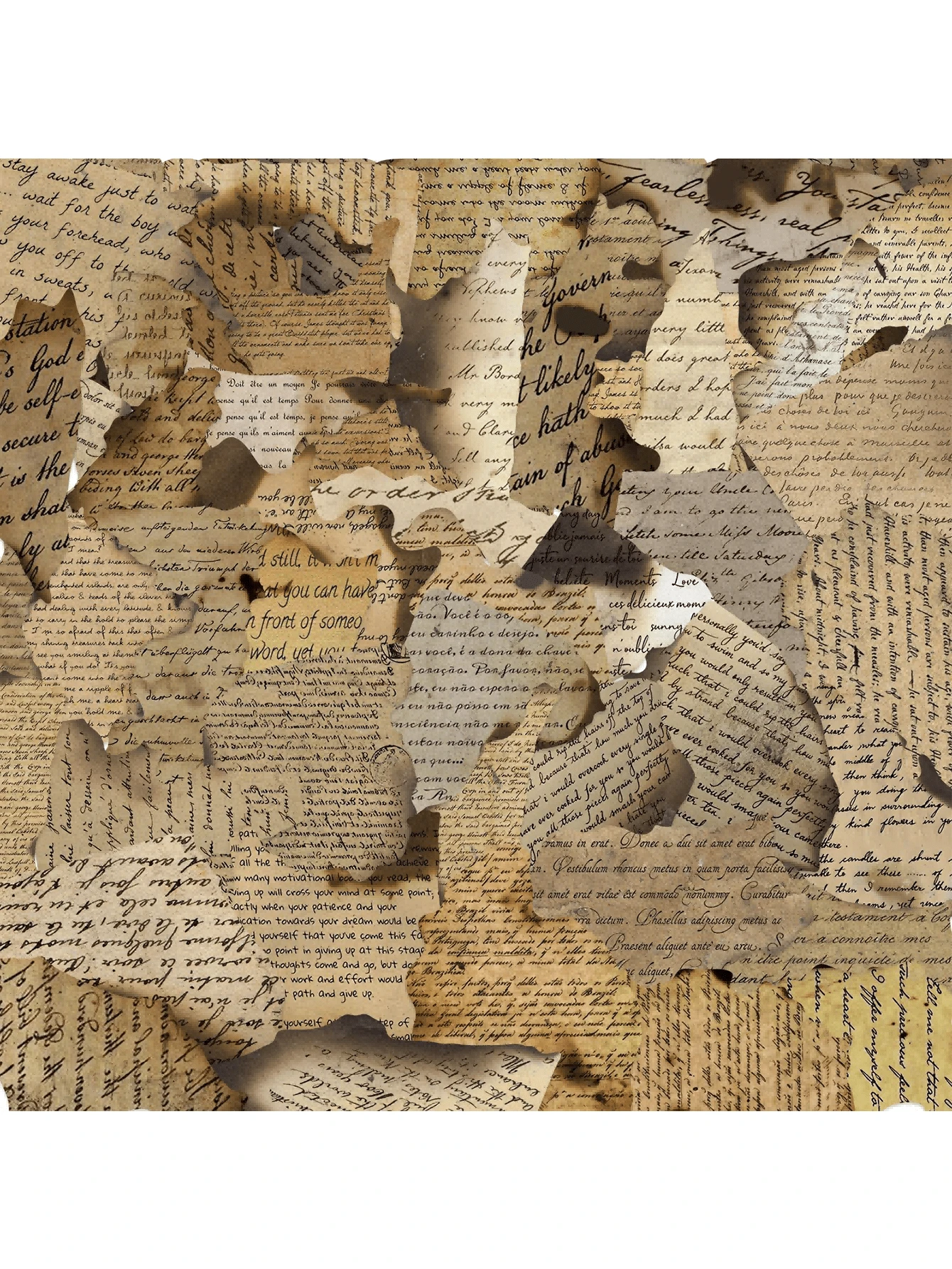 50 Pcs Vintage Burnt English Letter Stickers - Asymmetrical Shaped PVC ...