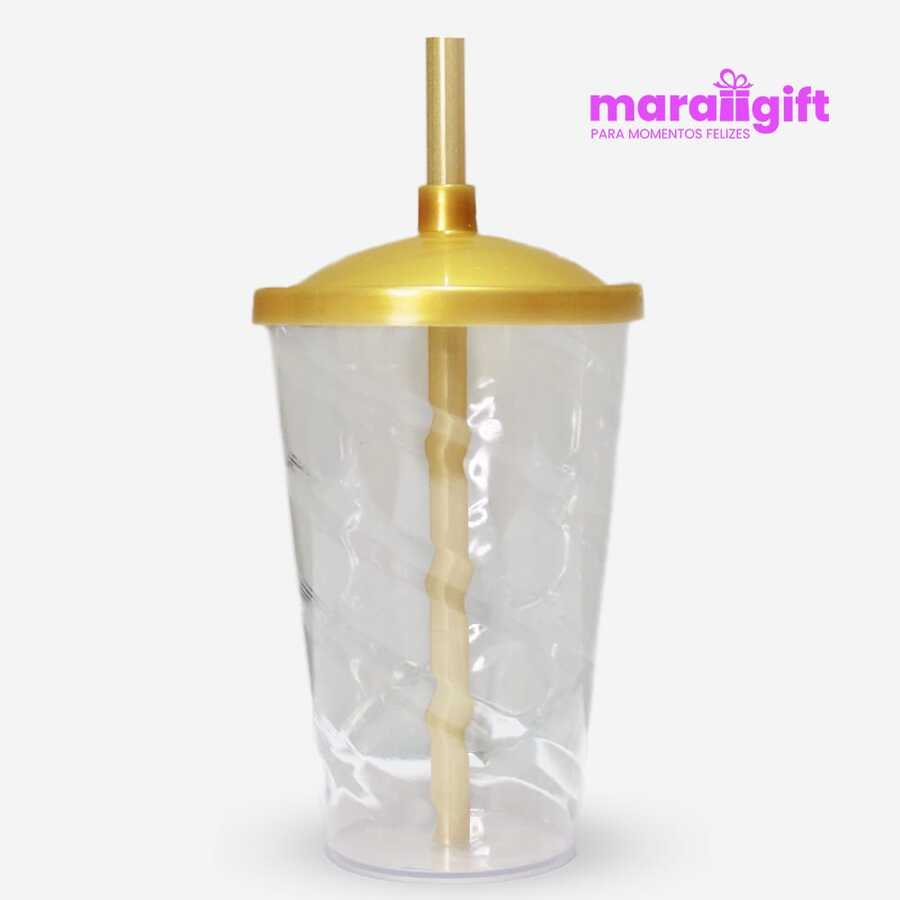 20 Copos Cristal Twister 400ml, Transparentes Com Tampa E Canudo ...