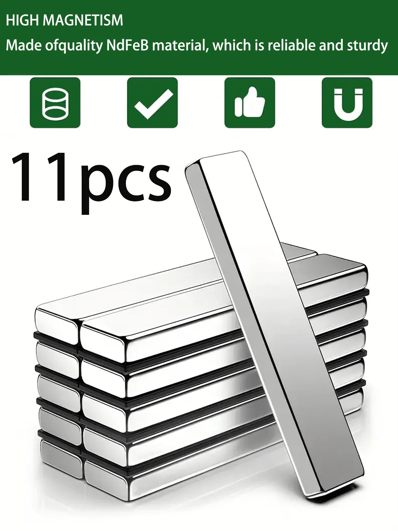 11pcs Strong Suction Cube Neodymium Magnets, Rectangular Rare Earth ...