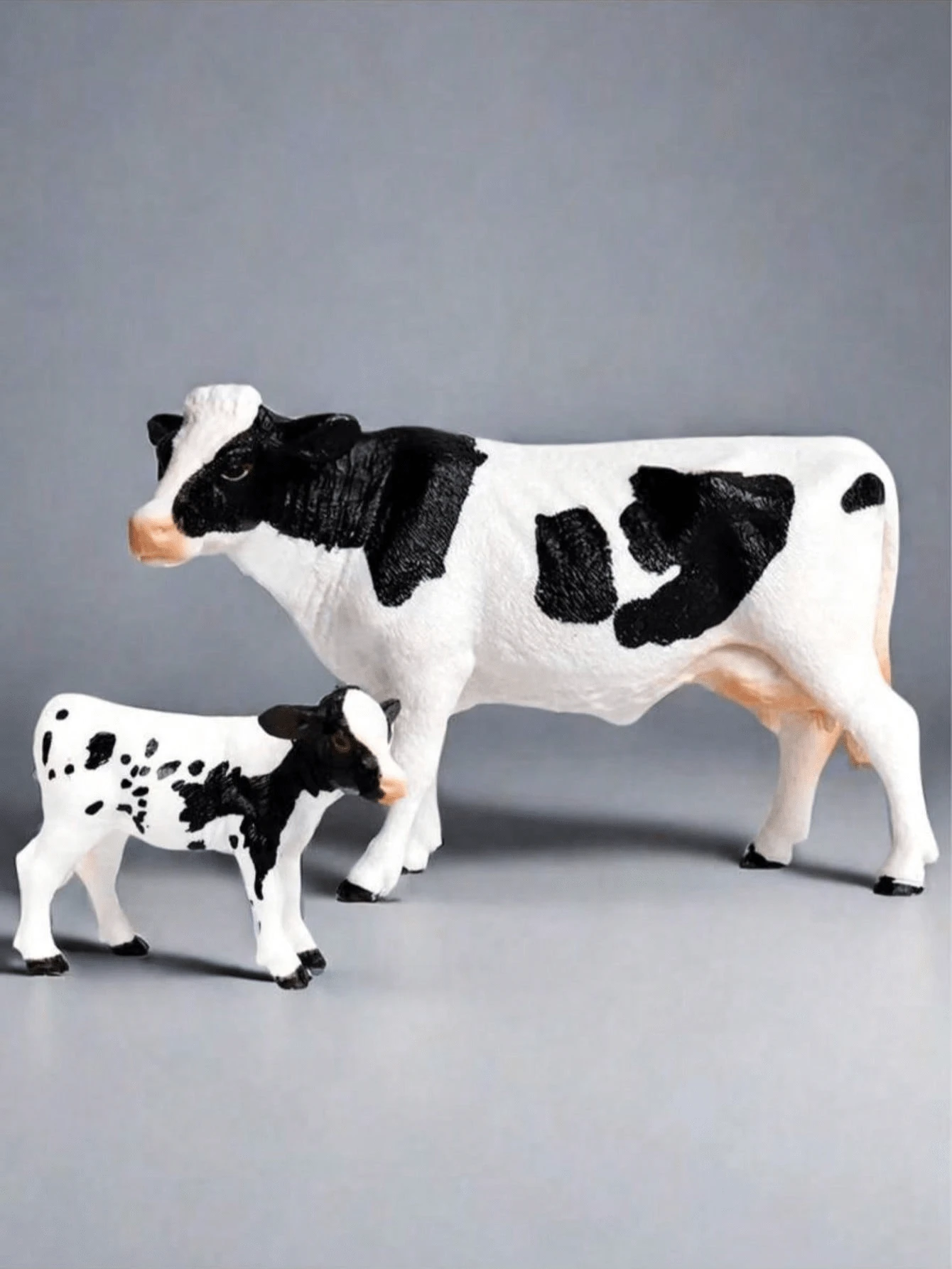 Black & White Cow Model, Cow And Calf Miniature Static Solid Figurine ...