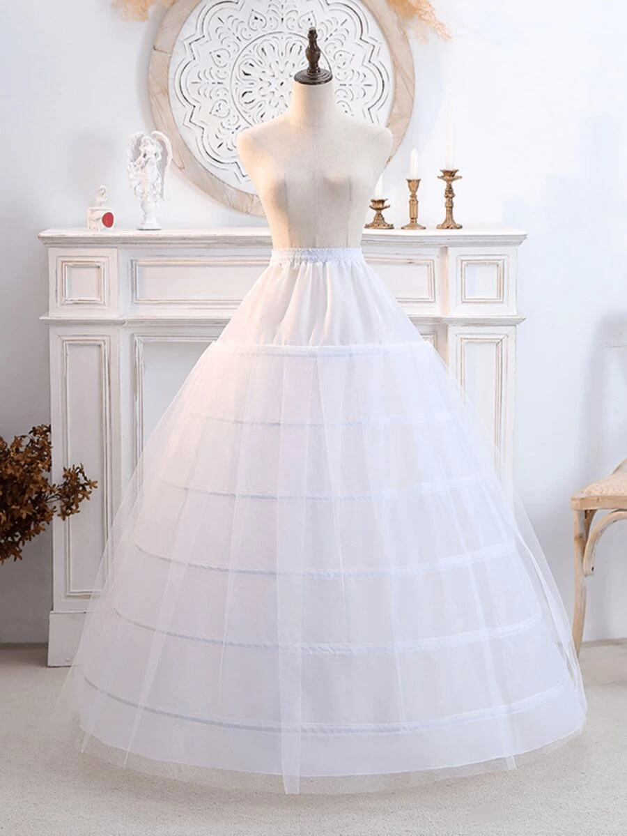 1pc White Princess Crinoline Petticoat, 6 Layers With Mesh Fabric, Can ...