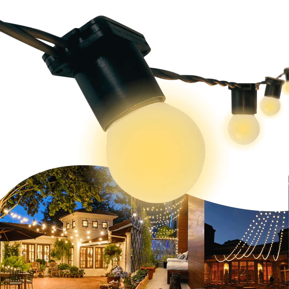 10 Meter LED String Lights With 10 Yellow 110v Bulbs Included Outdoor ...