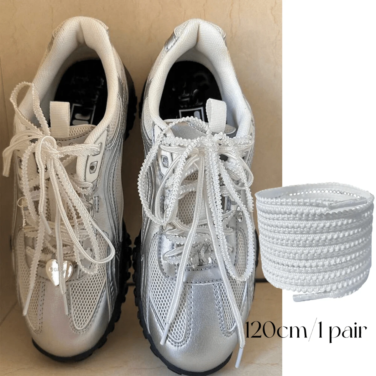 1 Pair Serrated Shoelaces, Korean Chic Shoes Transformation DIY White ...