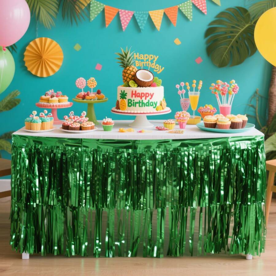1pc 75*275cm Green Beaded Curtain Tablecloth For Wedding Birthday Party ...
