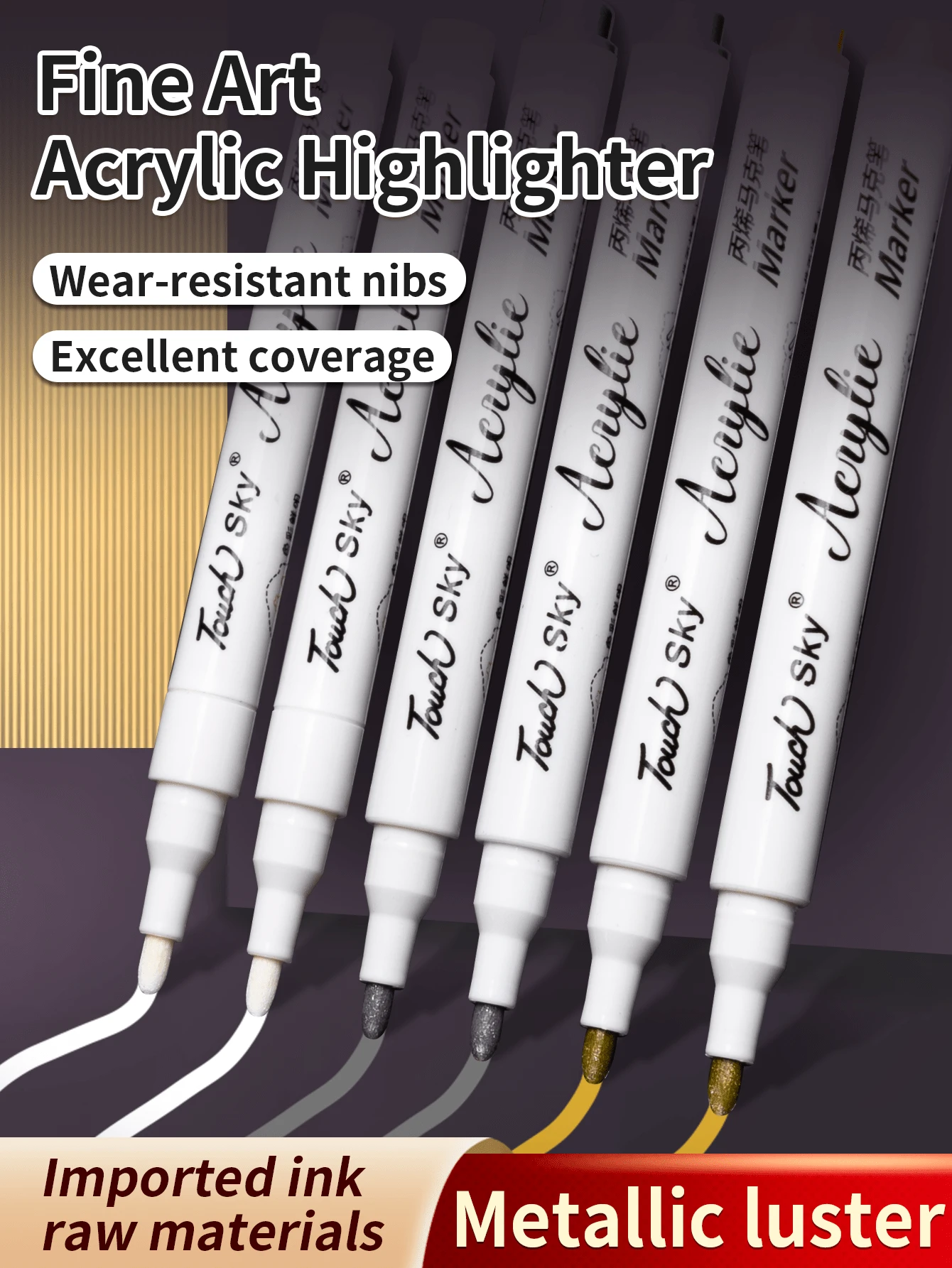 Gold, Silver, White Permanent Acrylic Marker Pens, Smudge-Proof Signing ...