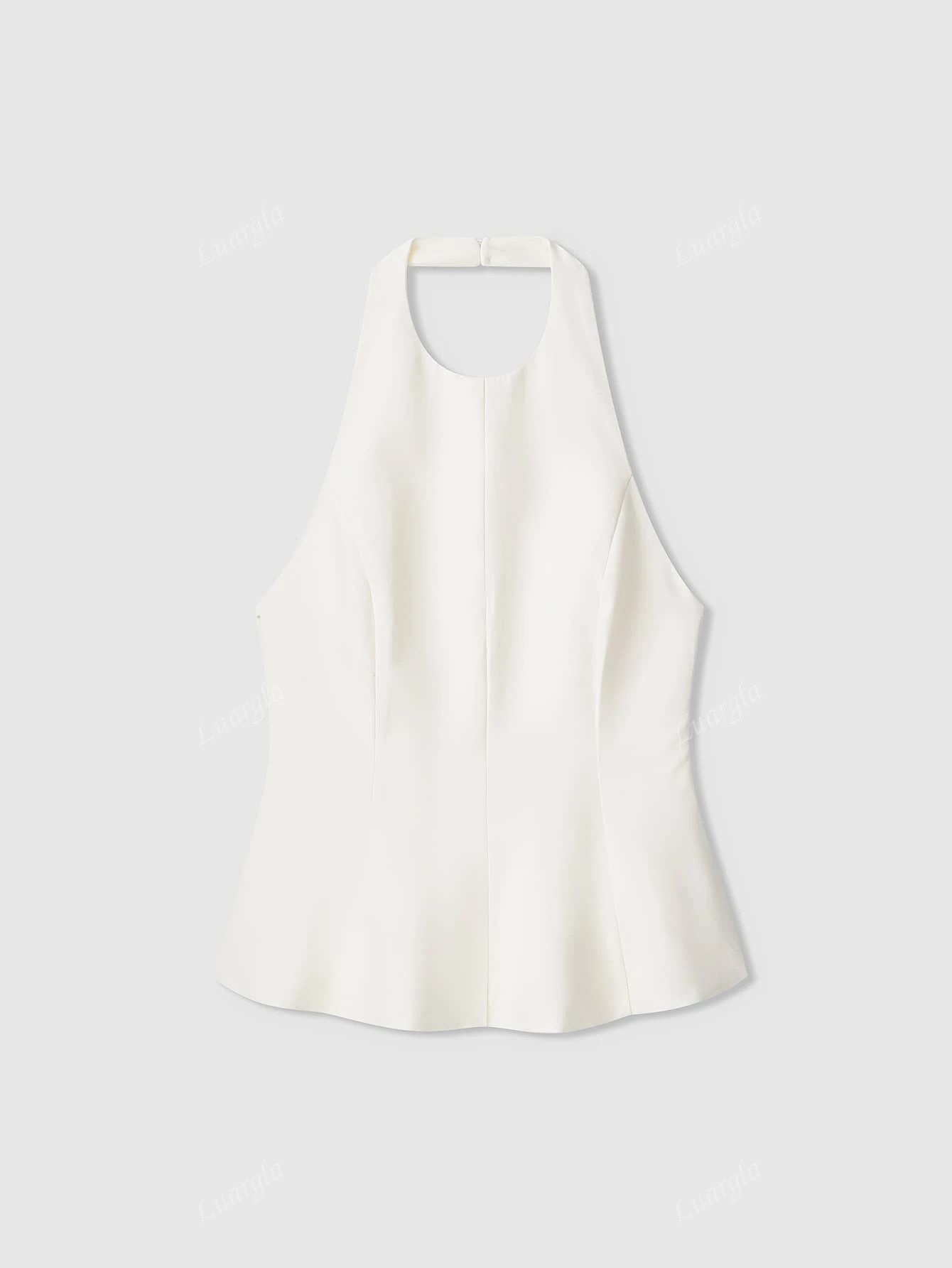 Solid Color Halter Neck Ruffle Hem Backless Camisole | SHEIN USA