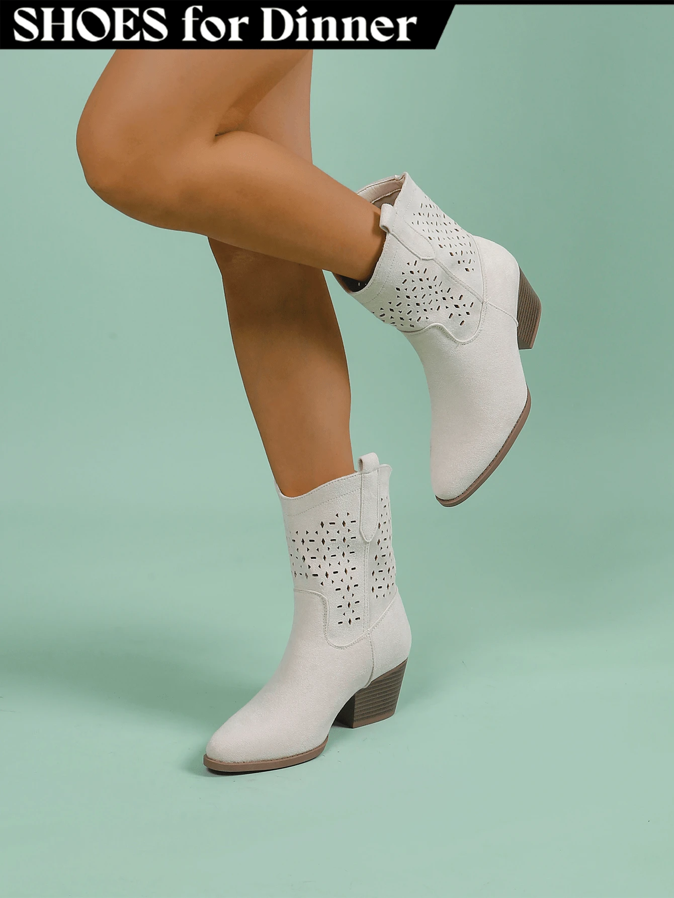 Saloon Women's Western Ankle Boots - Stylish Perforated Suede Cowgirl ...