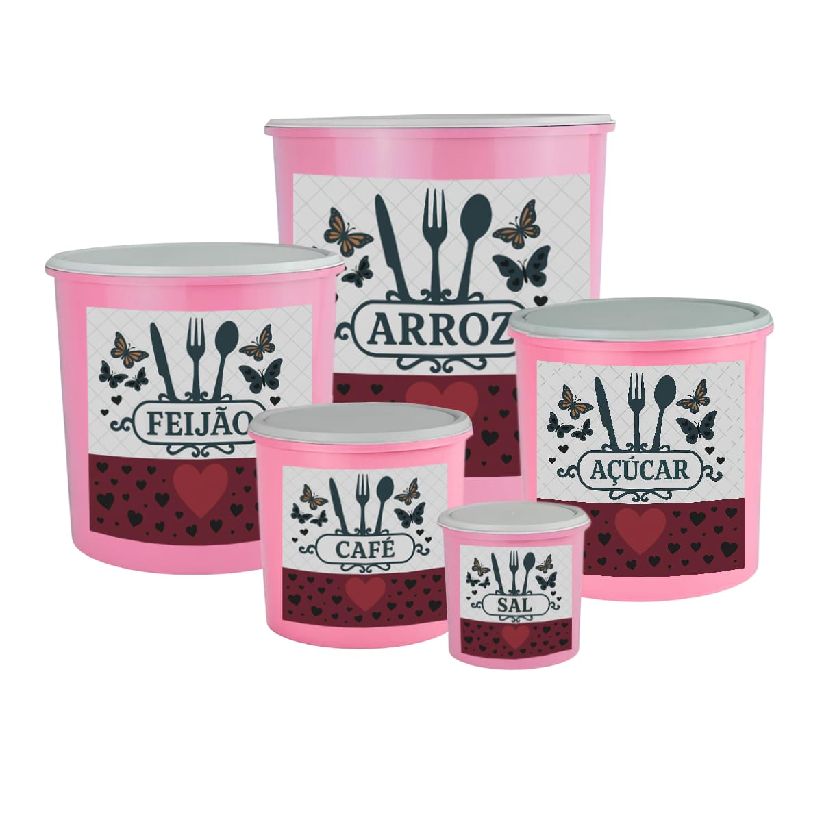 5 Piece Kit Economical Food Containers Decorated Plastic Containers For ...