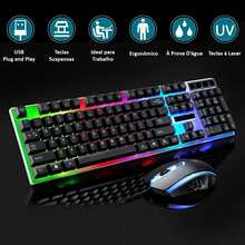 LED Wired USB Multimedia Semi-Mechanical Gaming Keyboard And Mouse Kit ...