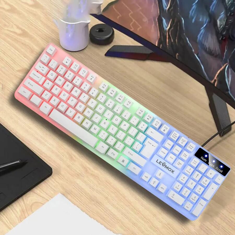 Ergonomic LED Wired USB Anti-Ghosting Gaming Keyboard ABNT2 PT-BR | شي إن