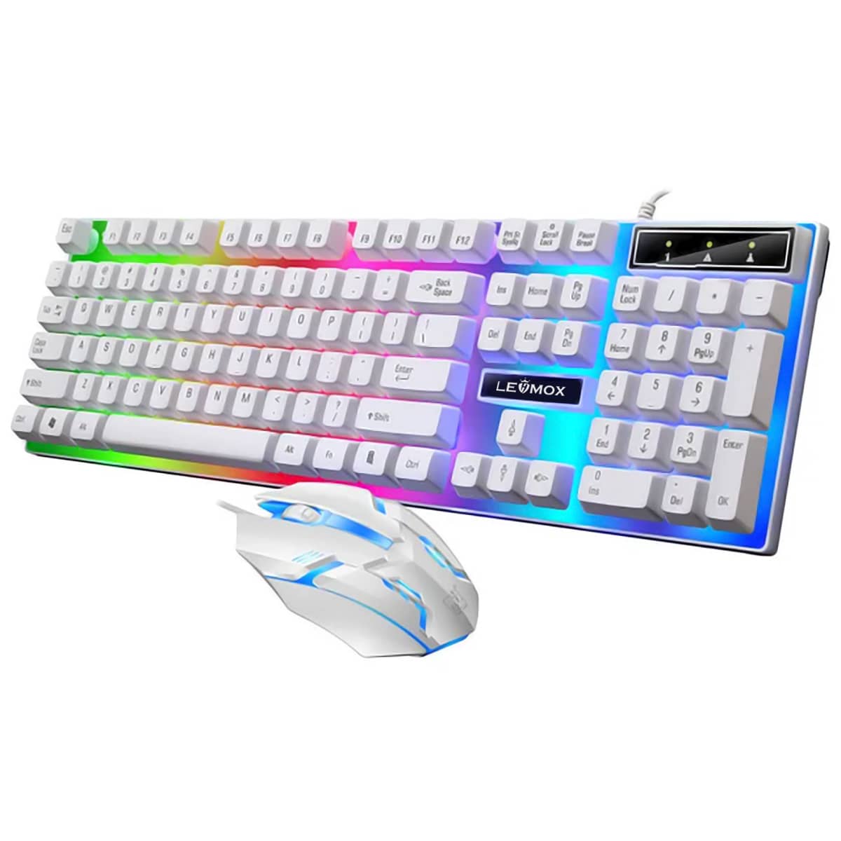 LED Wired USB Multimedia Semi-Mechanical Gaming Keyboard And Mouse Kit ...