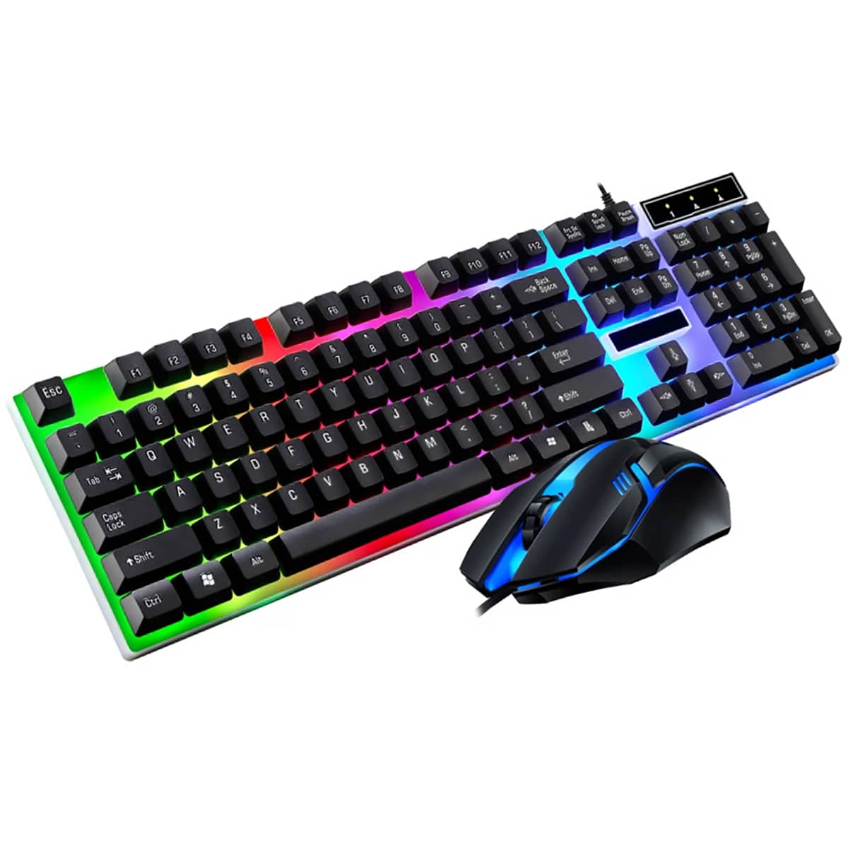 LED Wired USB Multimedia Semi-Mechanical Gaming Keyboard And Mouse Kit ...