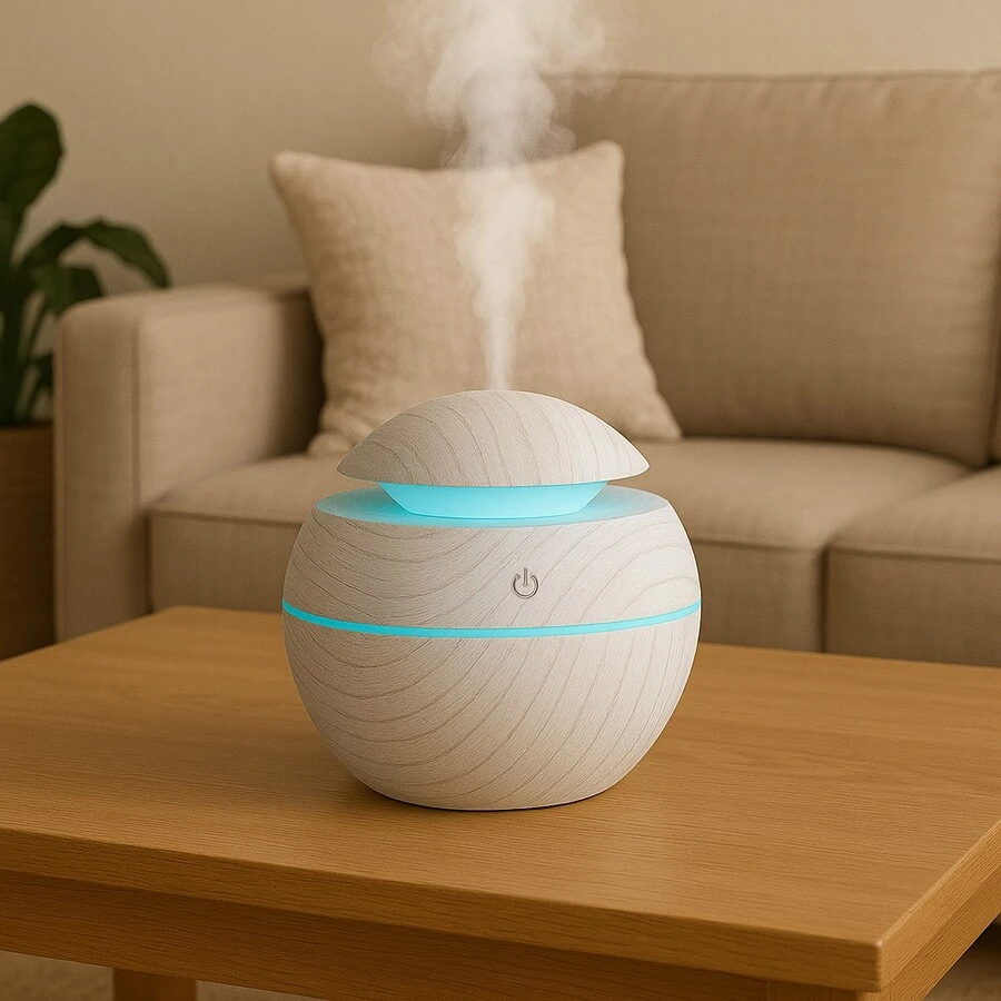 Humidifier Air Diffuser Purifier Electric Ultrasonic Wood Type With LED ...