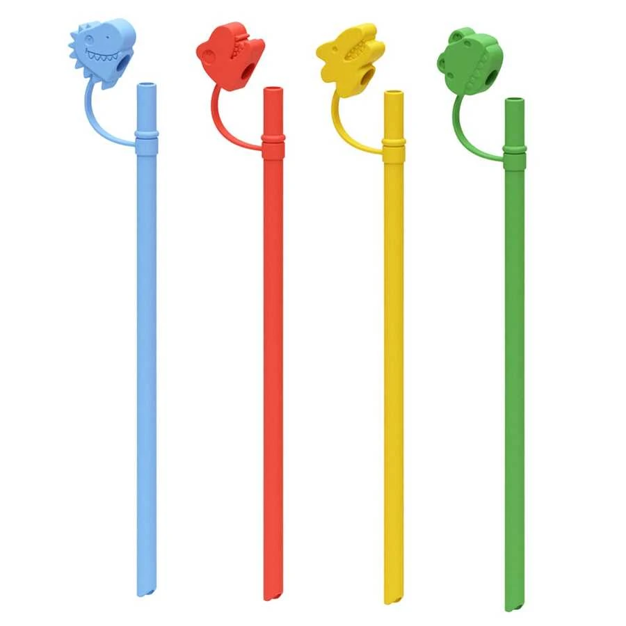 5pcs Rainbow Plastic Straw And Straw Topper, Reusable Tableware For ...