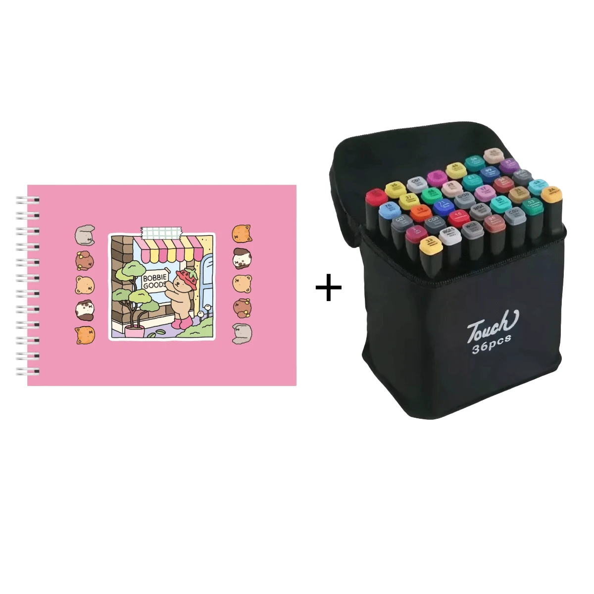 Bobbie Goods Coloring Book 180 Grammage + 36 Pens Drawing Notebook ...