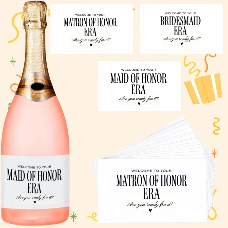 10pcs Bridesmaid Proposal Mini Champagne Bottle Labels, Elegant ...