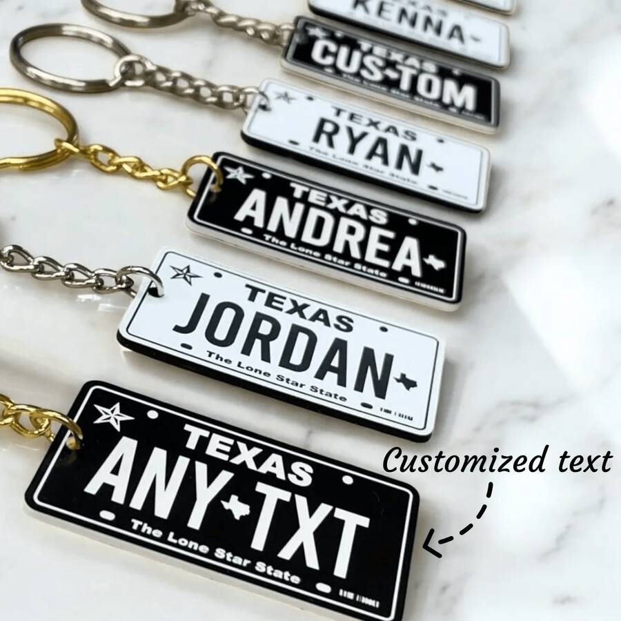 1pc Customized Acrylic Keychain, Customized With Text, Name, License ...