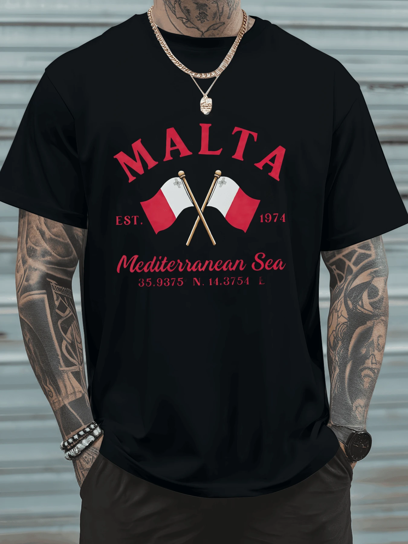 Malta 1974 Mediterranean Sea TShirt Men's Tee , Men's 220gsm New Summer ...