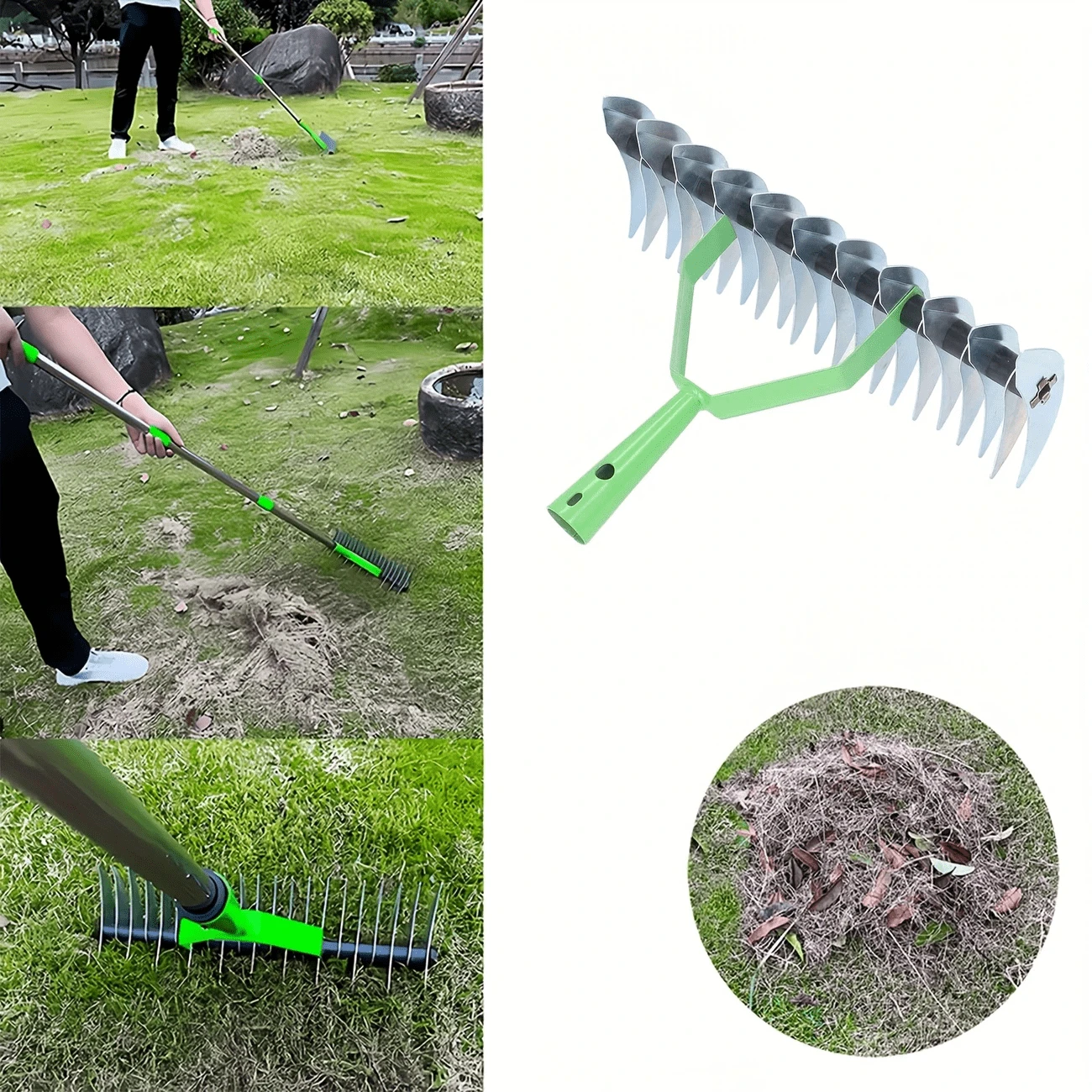 1 Pack 33cm Wide Thatch Rake - Metal Lawn Dethatcher For Dead Grass ...