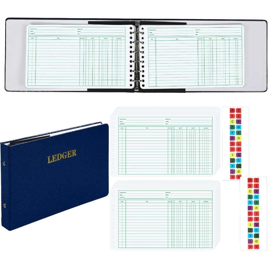 Local Warehouse- Ring Ledger Binder With 200 Pcs 5"X8.5" Ledger Sheets ...