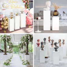3Pcs Metal Pedestal Stand For Party, White Display Pedestal Stands ...
