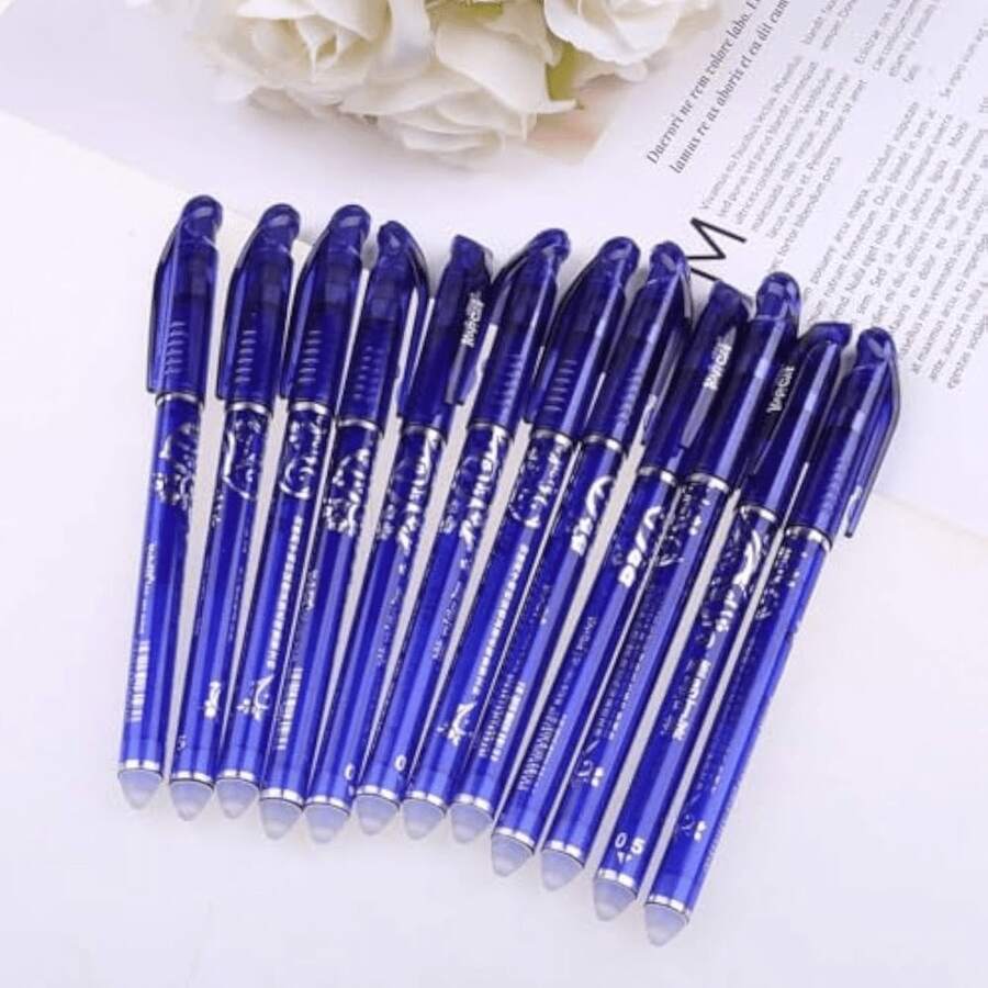 8-12 Pack Black & Blue Erasable Pens 0.5mm - Refillable Gel Ink Pens ...