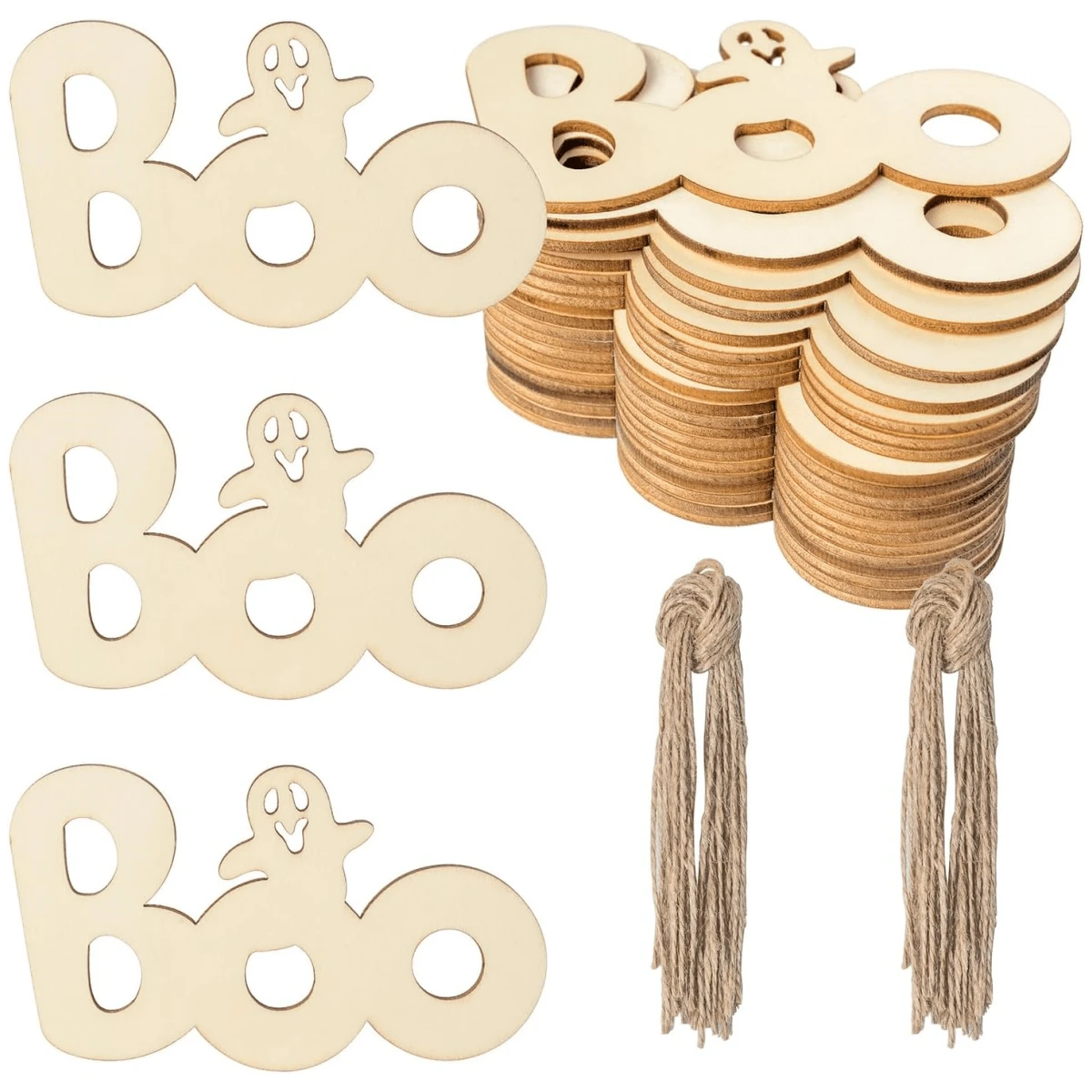 10pcs Halloween Wood Boo Wooden Ghost Wood DIY Wood Halloween Blank ...