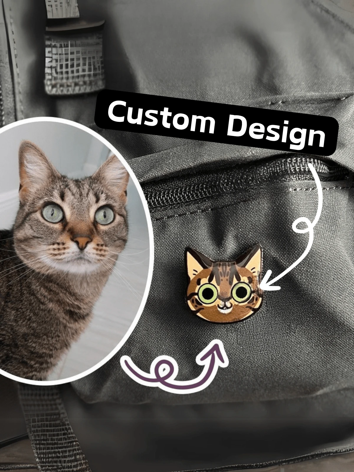 1 Pc Custom Cat Pin, Cute Cat Head Pins, Personalized Cat Pins, Gifts ...