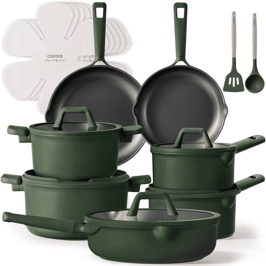 Carote 18 Pcs Nonstick Cookware Sets, Non Stick Pots And Pans Set ...