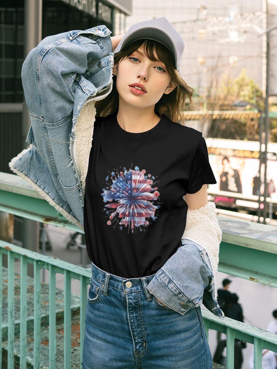 "USA Sparkle Squad" Women's Graphic Tee – Red, White & Boom Fireworks ...