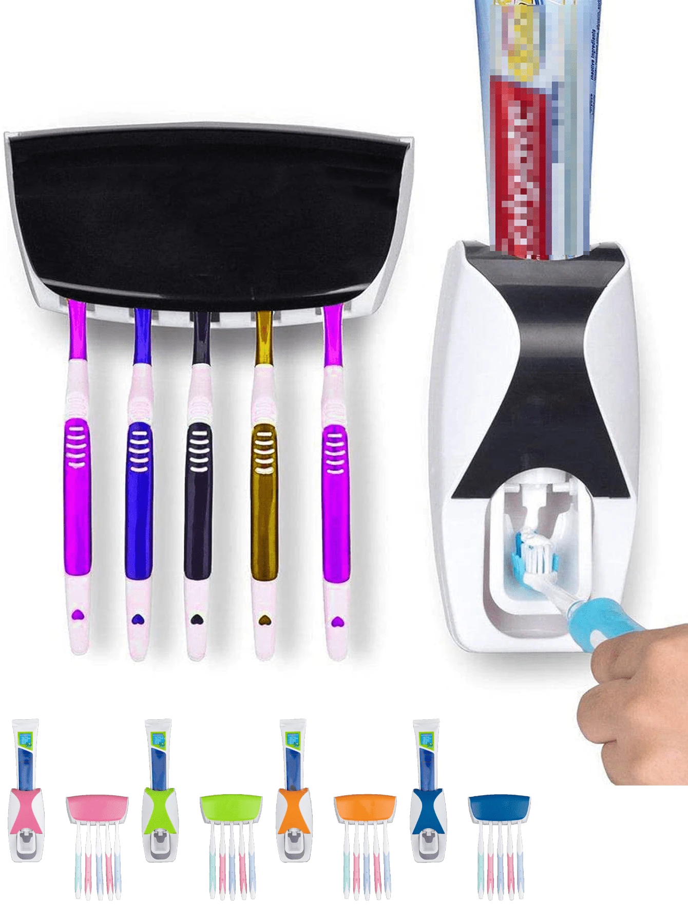 1pc Set Wall Mounted Toothbrush Holder And Automatic Toothpaste ...