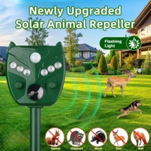 Solar Powered Ultrasonic Pest Repeller, 6 LED Flashing Lights ...