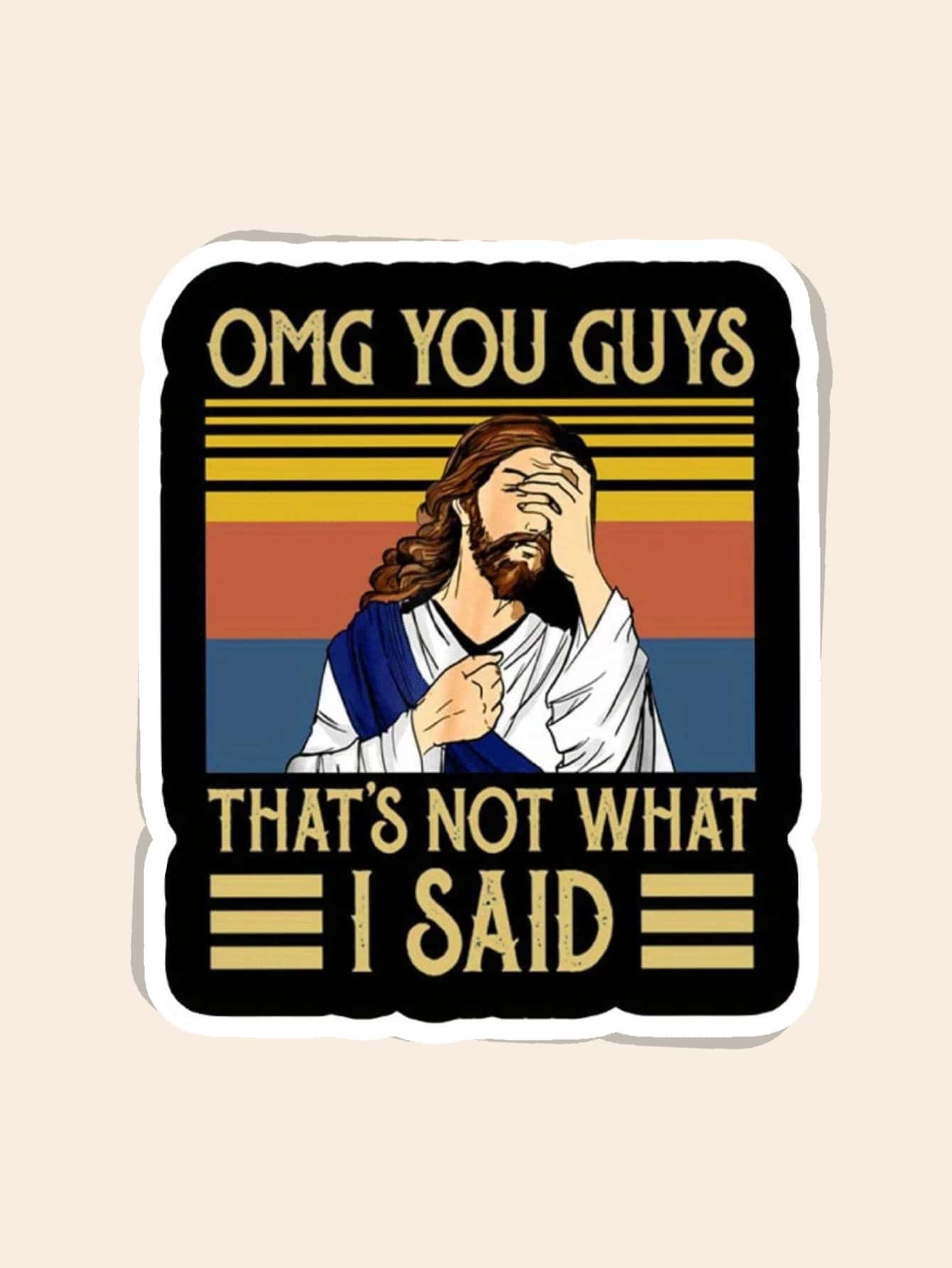 1 Stück Cartoon Jesus Gesichtspalme Matte Aufkleber - "Oh mein Gott ...