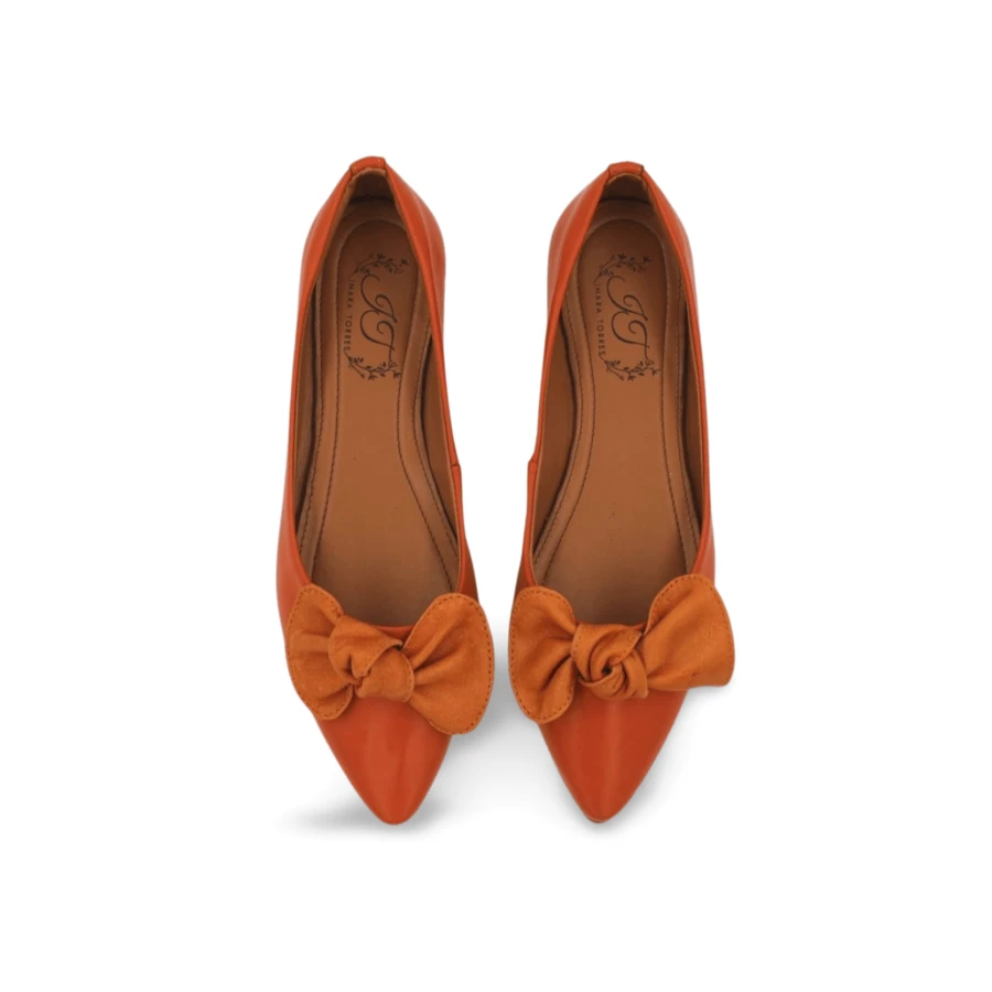 Women's Pointed Toe Pumps In Orange Leather Comfortable Winter Fashion ...