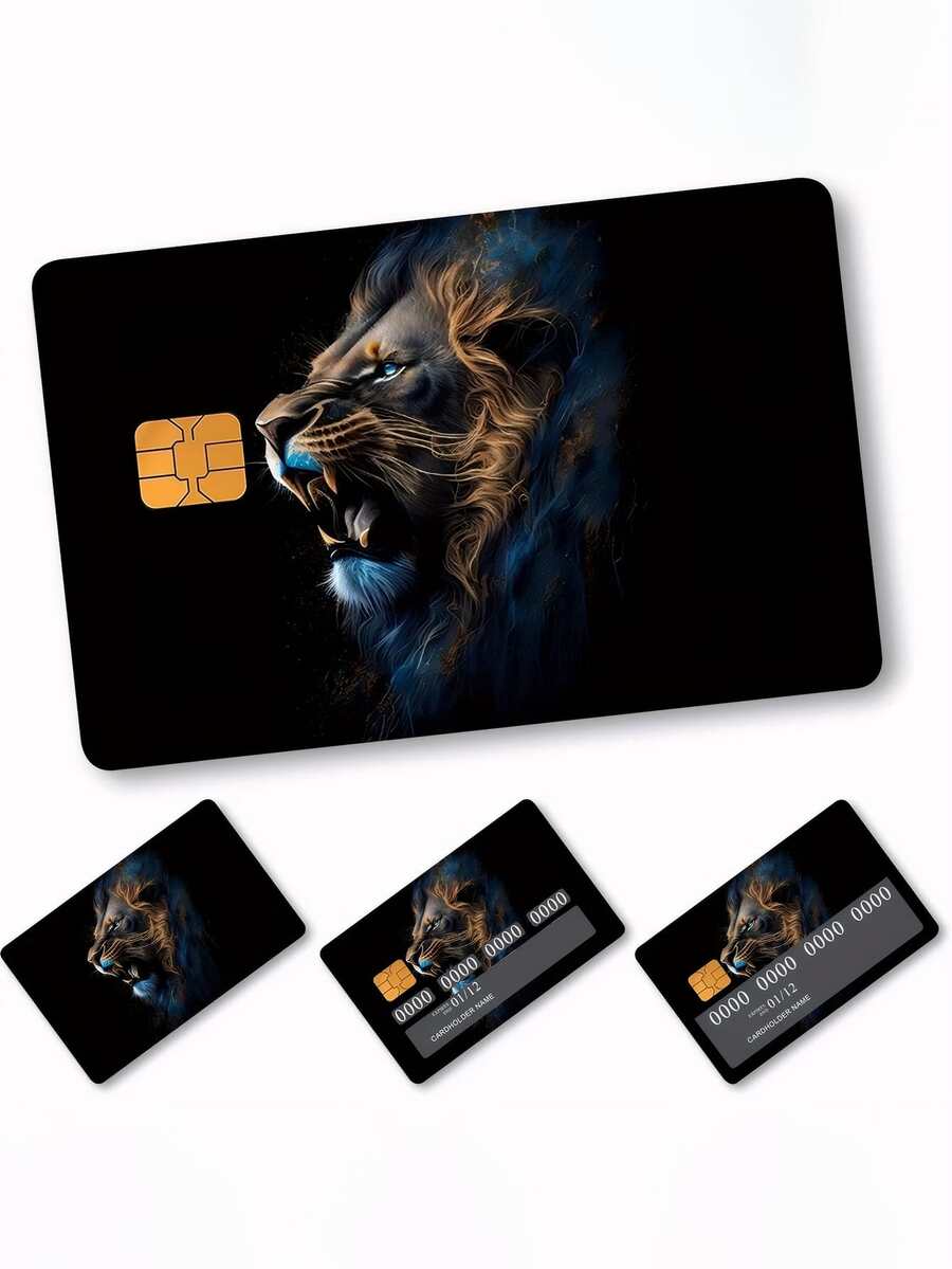 1pc Cool Lion Bank Card Sticker, Personalized PVC Anti Fingerprint ...